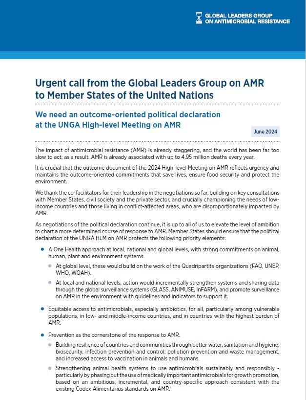 Urgent call from the Global Leaders Group on AMR to Member States of ...
